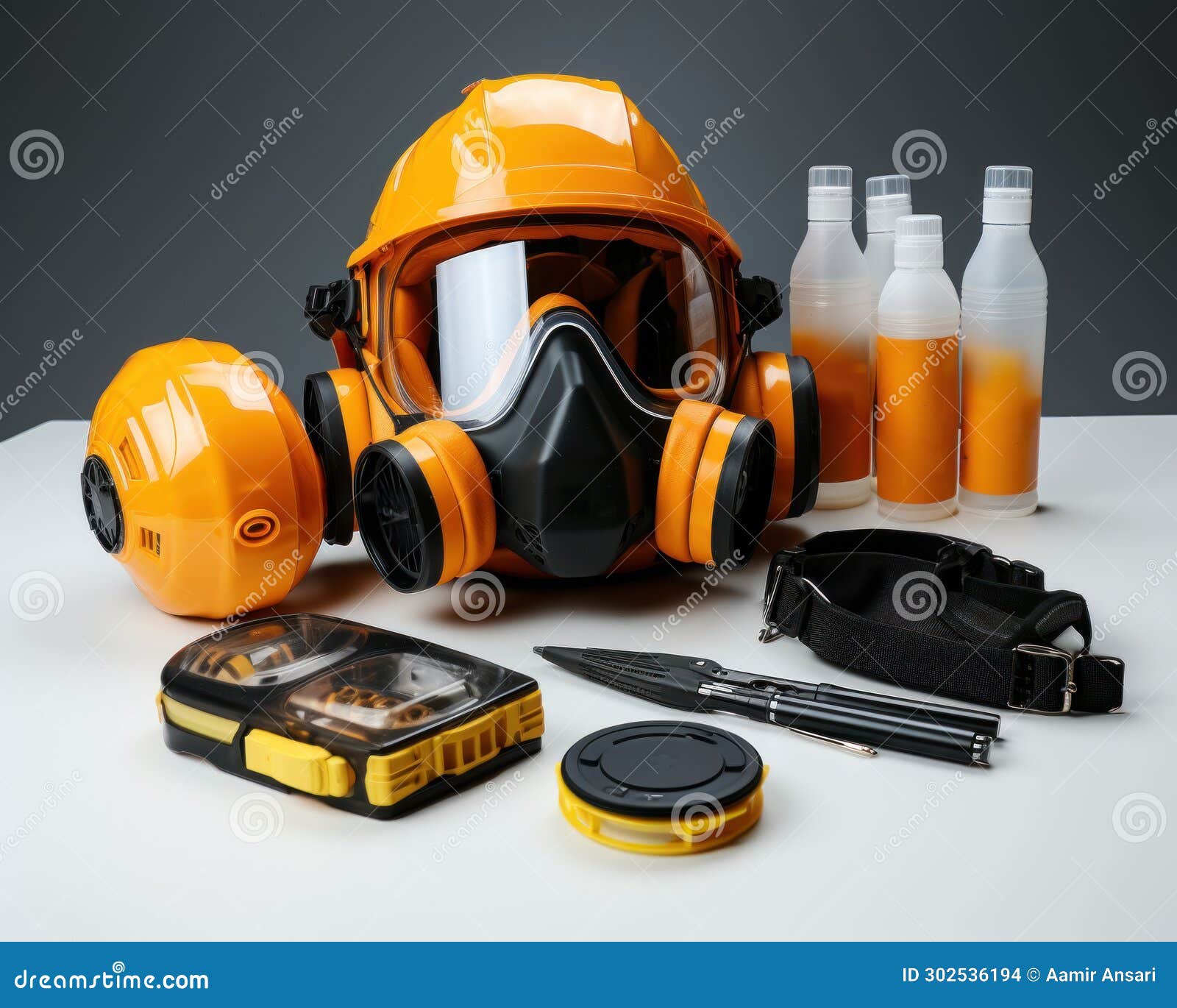 Various Safety Essentials Arranged Neatly on a White Background ...