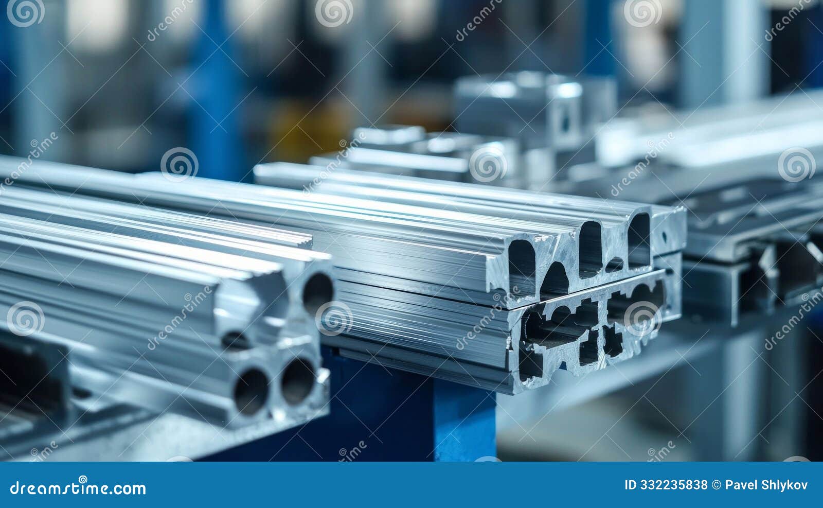 Various Samples of Aluminum Profile on the Stand. Industry Stock Photo ...