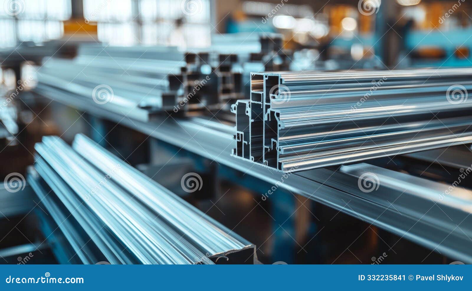 Various Samples of Aluminum Profile on the Stand. Industry Stock Image ...