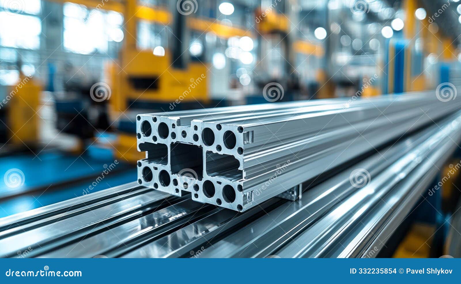 Various Samples of Aluminum Profile on the Stand. Industry Stock Photo ...