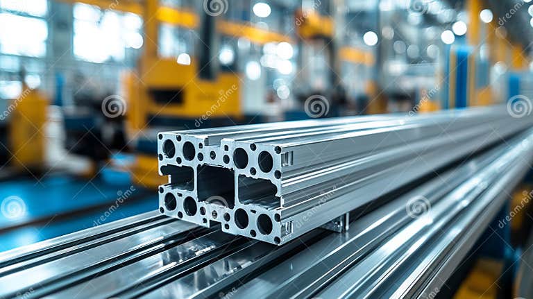 Various Samples of Aluminum Profile on the Stand. Industry Stock Photo ...