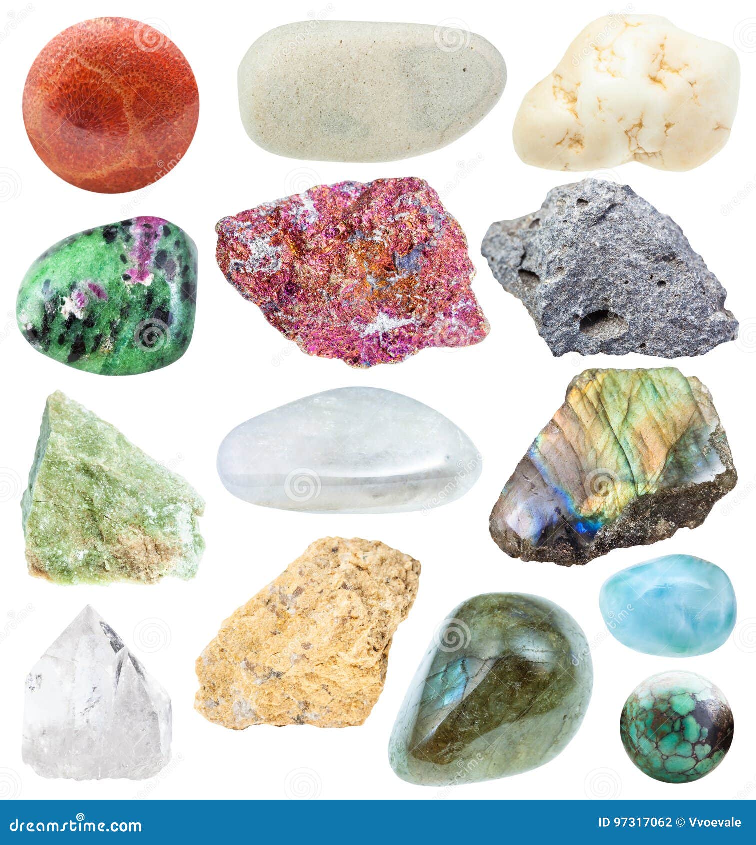 Various Samples on Natural Mineral Rocks Isolated Stock Photo - Image ...