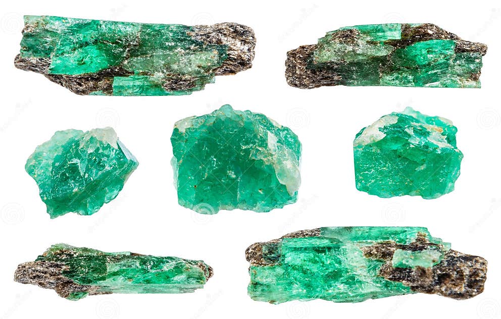 Various Samples of Raw Emerald Minerals Isolated Stock Image - Image of gemstone, rock: 358767285