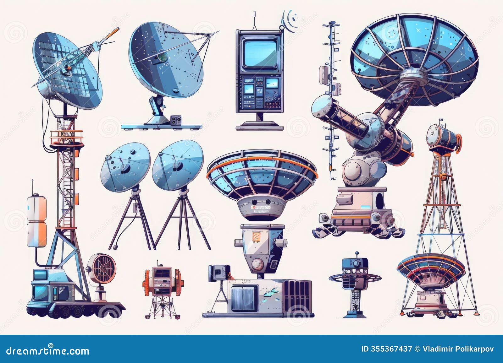 Various Satellite Devices and Gear Used for Communication Purposes ...