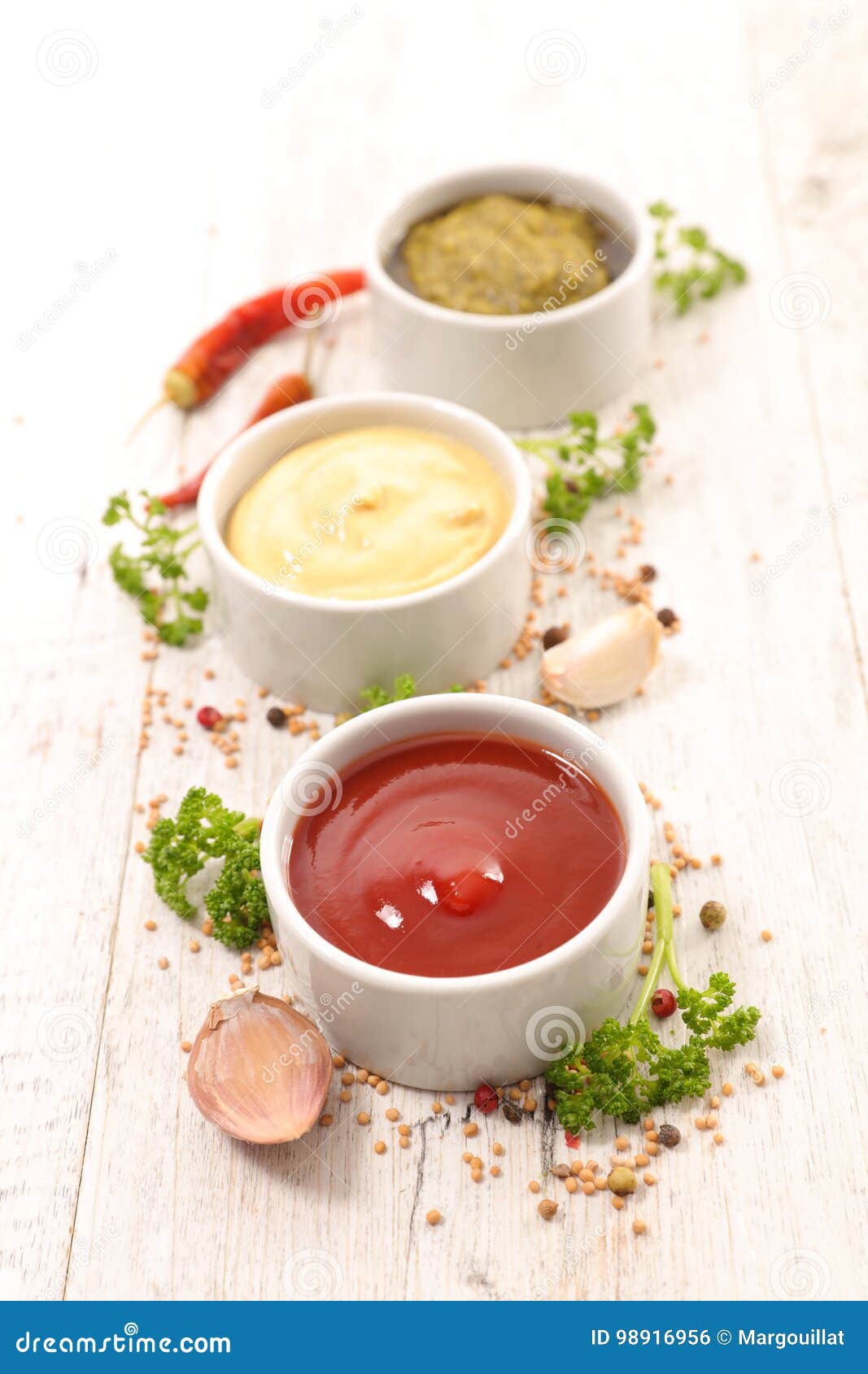Various of sauces stock photo. Image of condiment, garlic - 98916956
