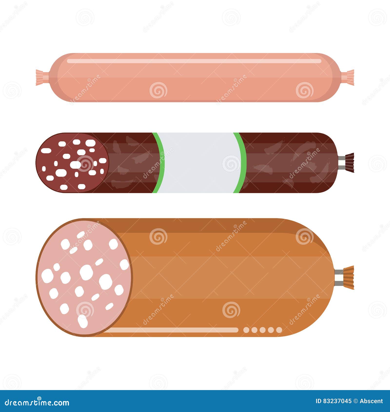 Various Sausages Collection Stock Vector - Illustration of meal ...