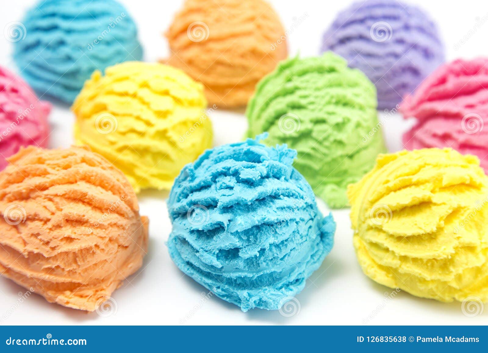 Various Scoops of Rainbow Ice Cream Stock Photo - Image of table ...