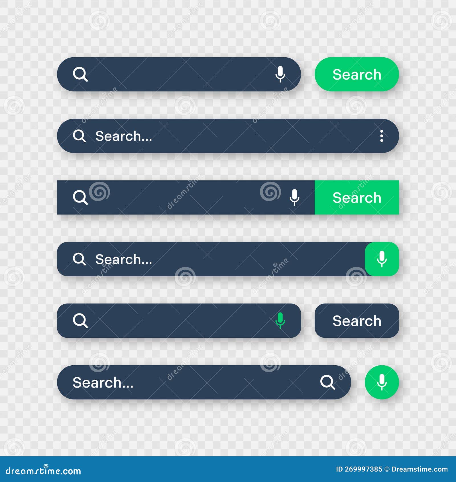 Various Search Bar Templates, Dark Mode. Internet Browser Engine with ...