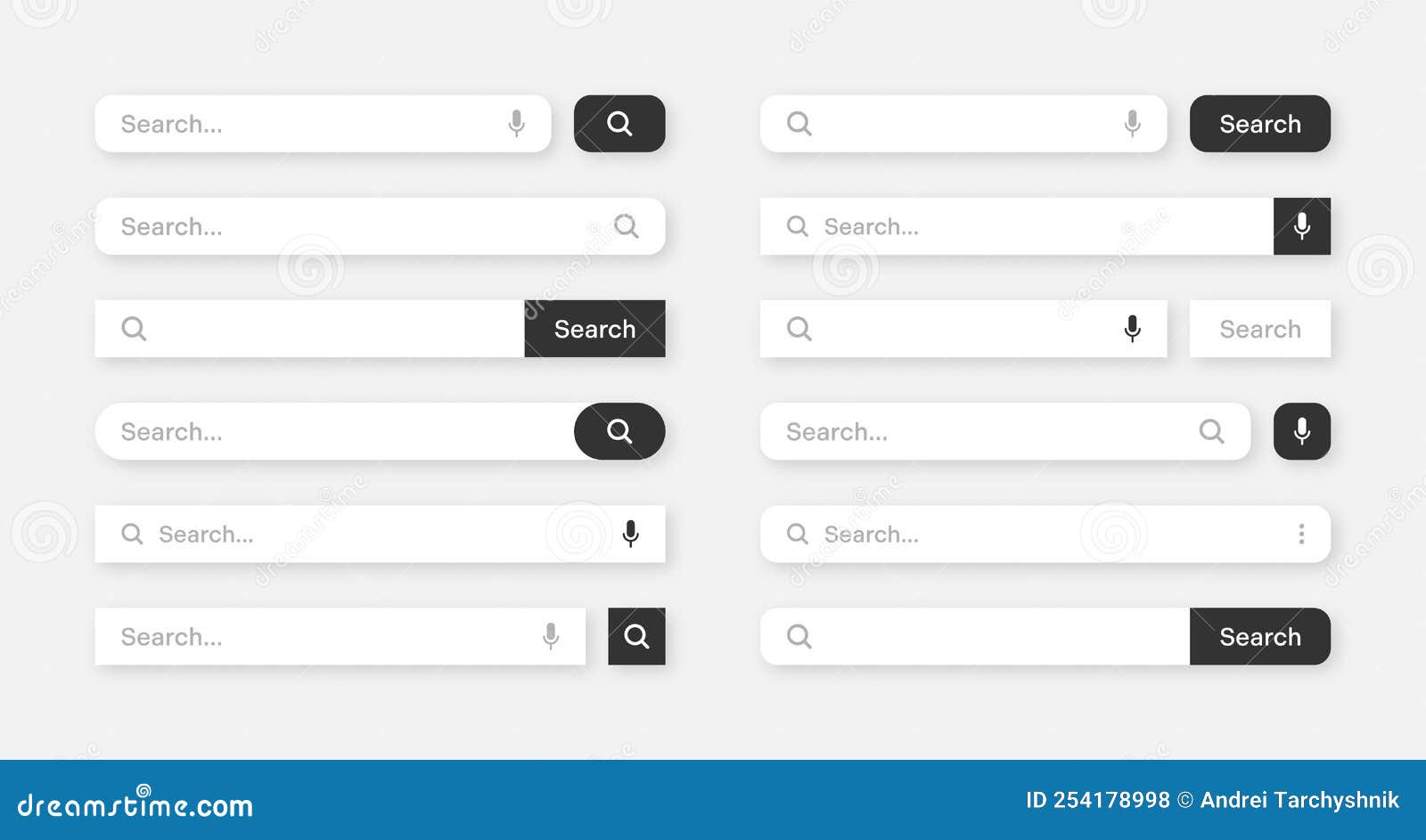 Various Search Bar Templates. Internet Browser Engine with Search Box ...