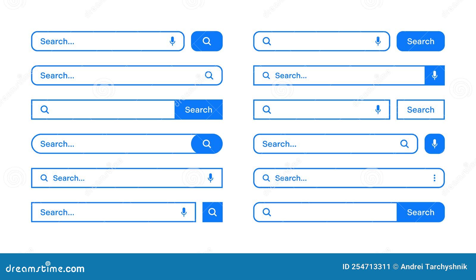 Various Search Bars with Outline Border. Internet Browser Engine with ...