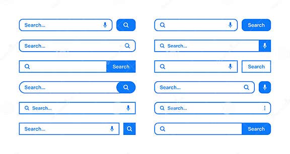 Various Search Bars with Outline Border. Internet Browser Engine with ...