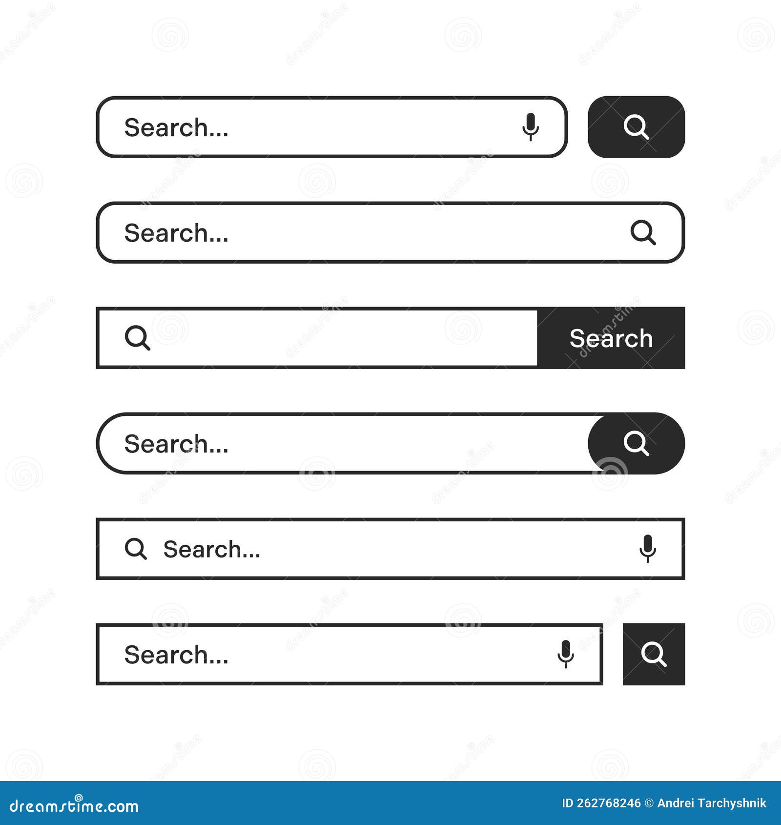 Various Search Bars with Outline Border. Internet Browser Engine with ...