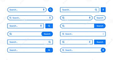 Various Search Bars with Outline Border. Internet Browser Engine with ...