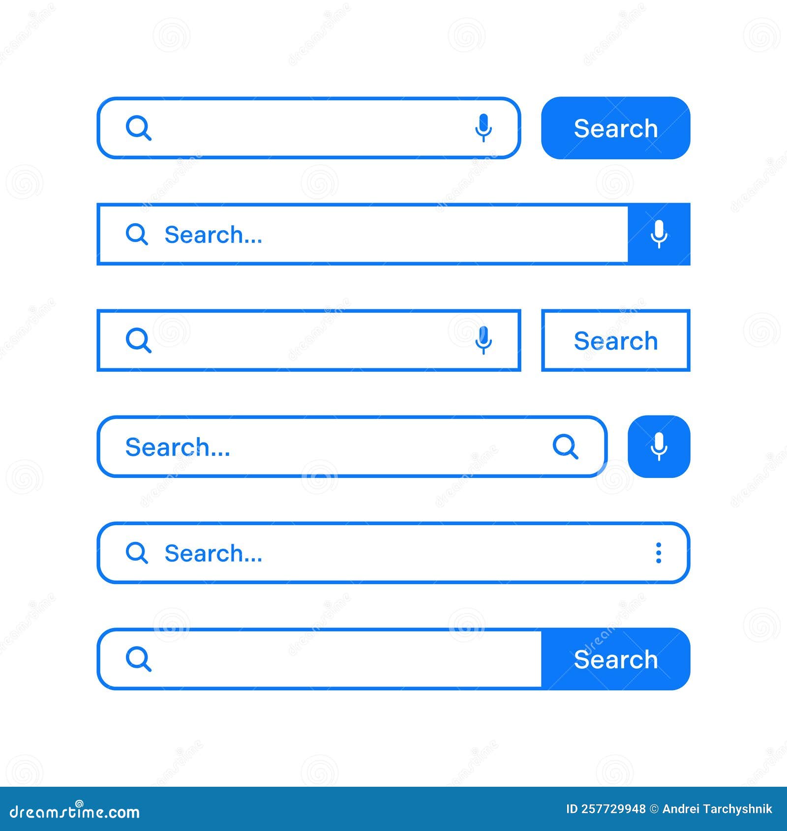 Various Search Bars with Outline Border. Internet Browser Engine with ...