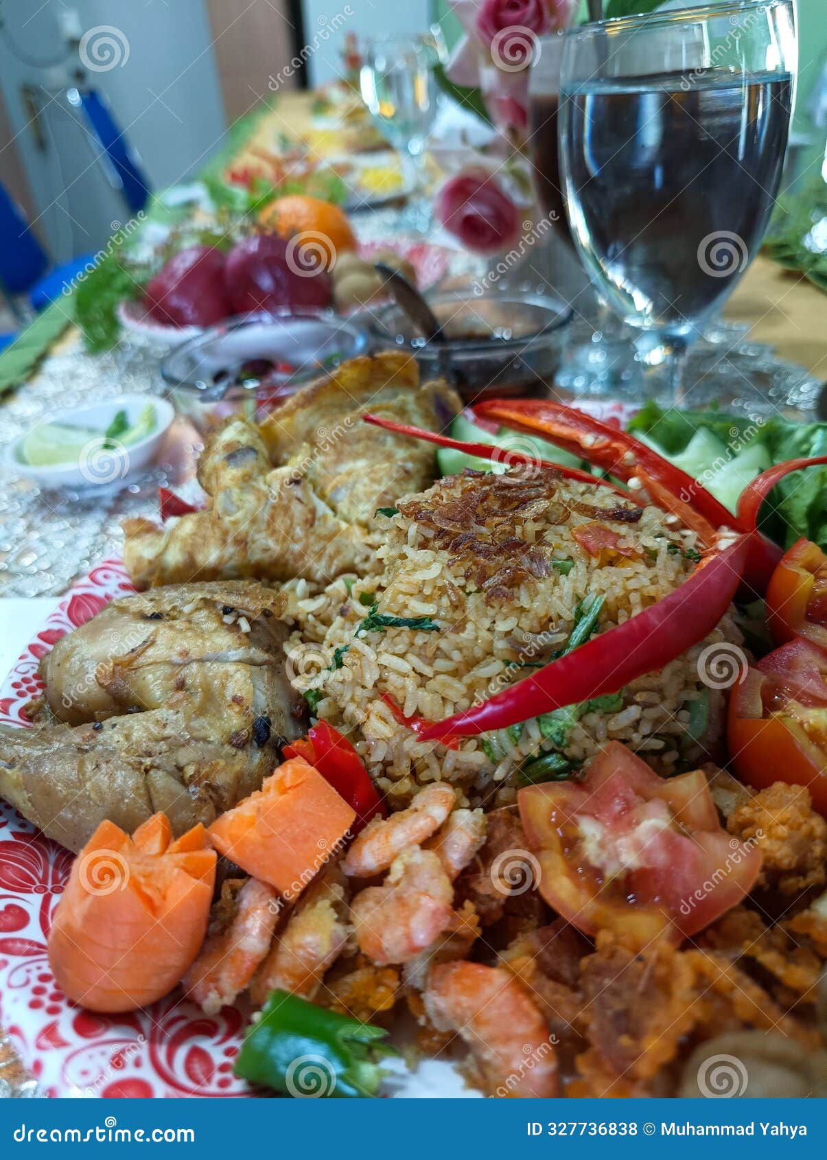 Various Servings of Fried Rice with Various Decoration Stock Photo ...