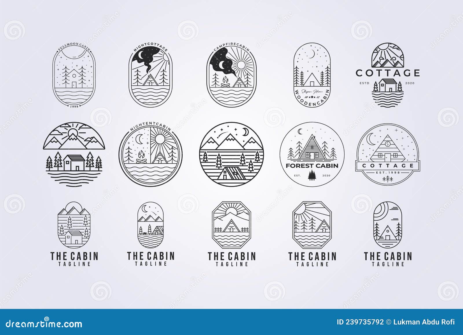 Cottage Cabin Lodge Logo Vector Illustration Design Sticker Poster ...