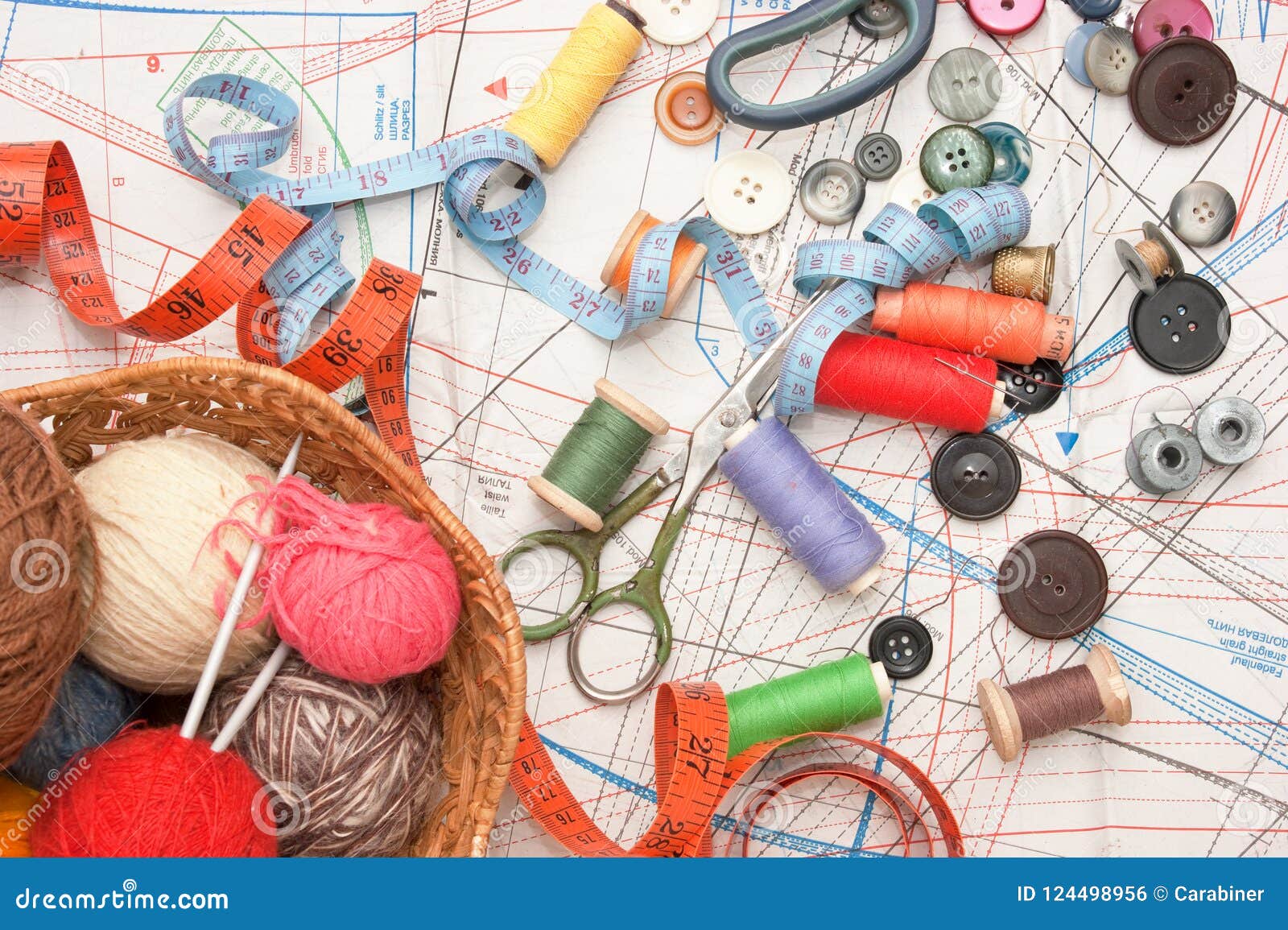 Various Sewing Accessories in the Scheme Stock Photo - Image of reel ...