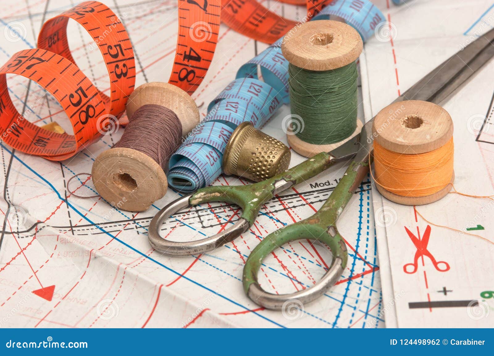 Various Sewing Accessories in the Scheme Stock Photo - Image of ...