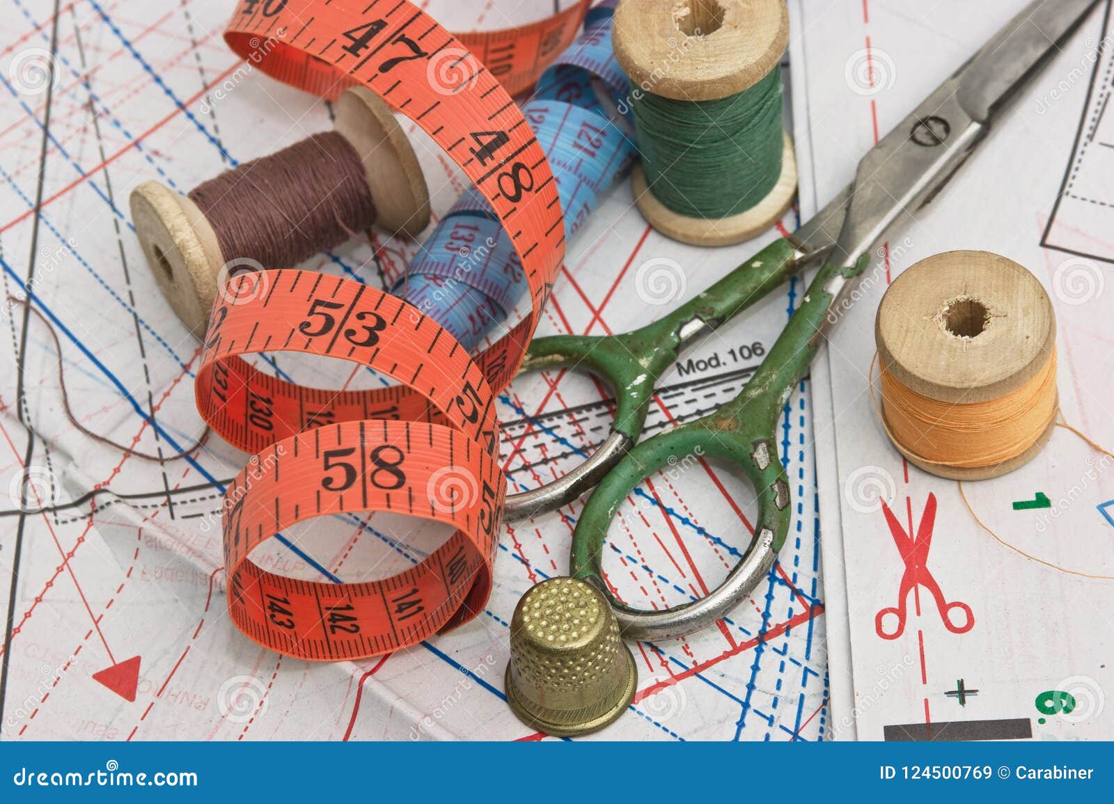 Various Sewing Accessories in the Scheme Stock Image - Image of pile ...