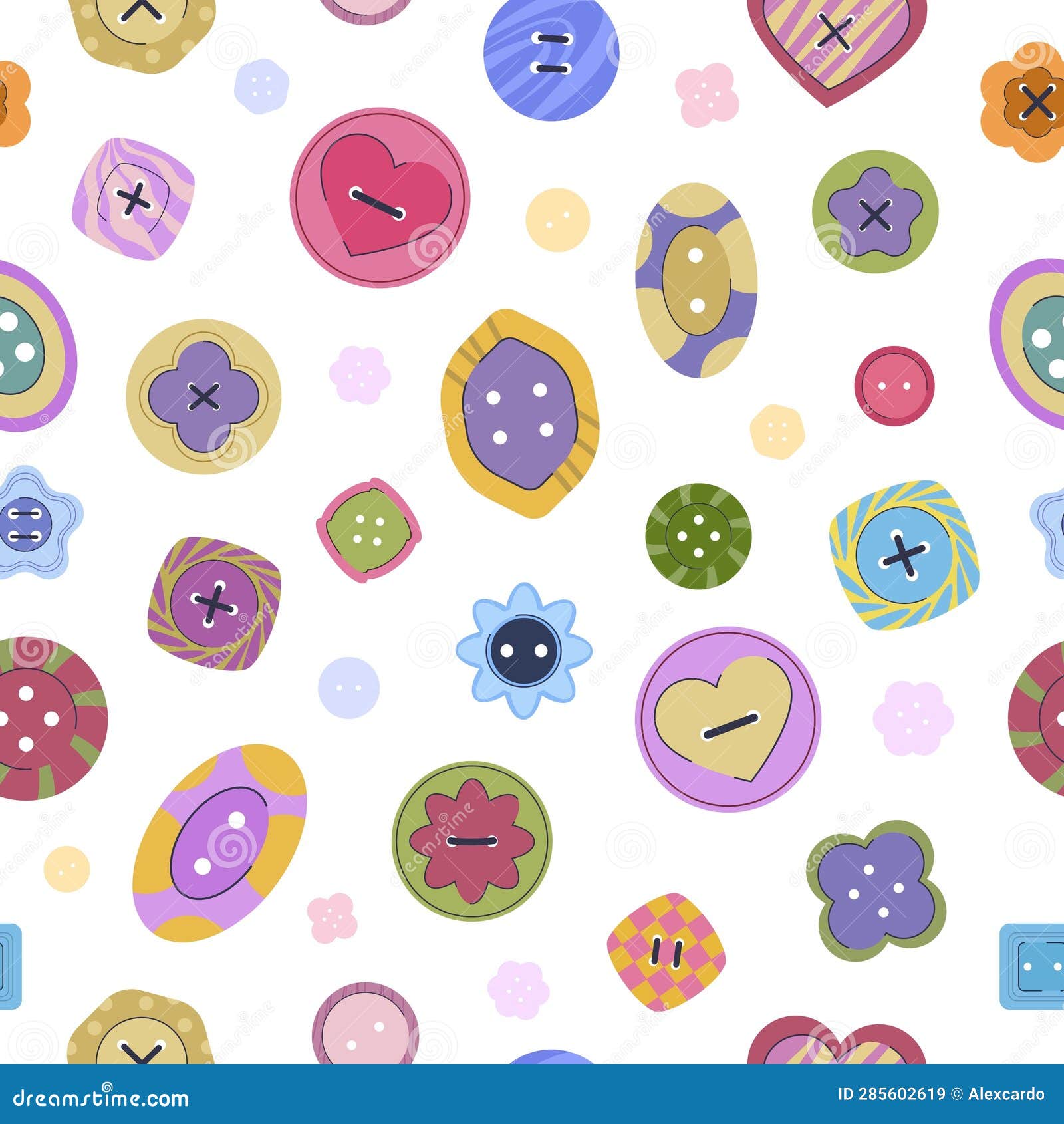 Various Sewing Buttons, Pattern. Buttons with Different Shaped and ...