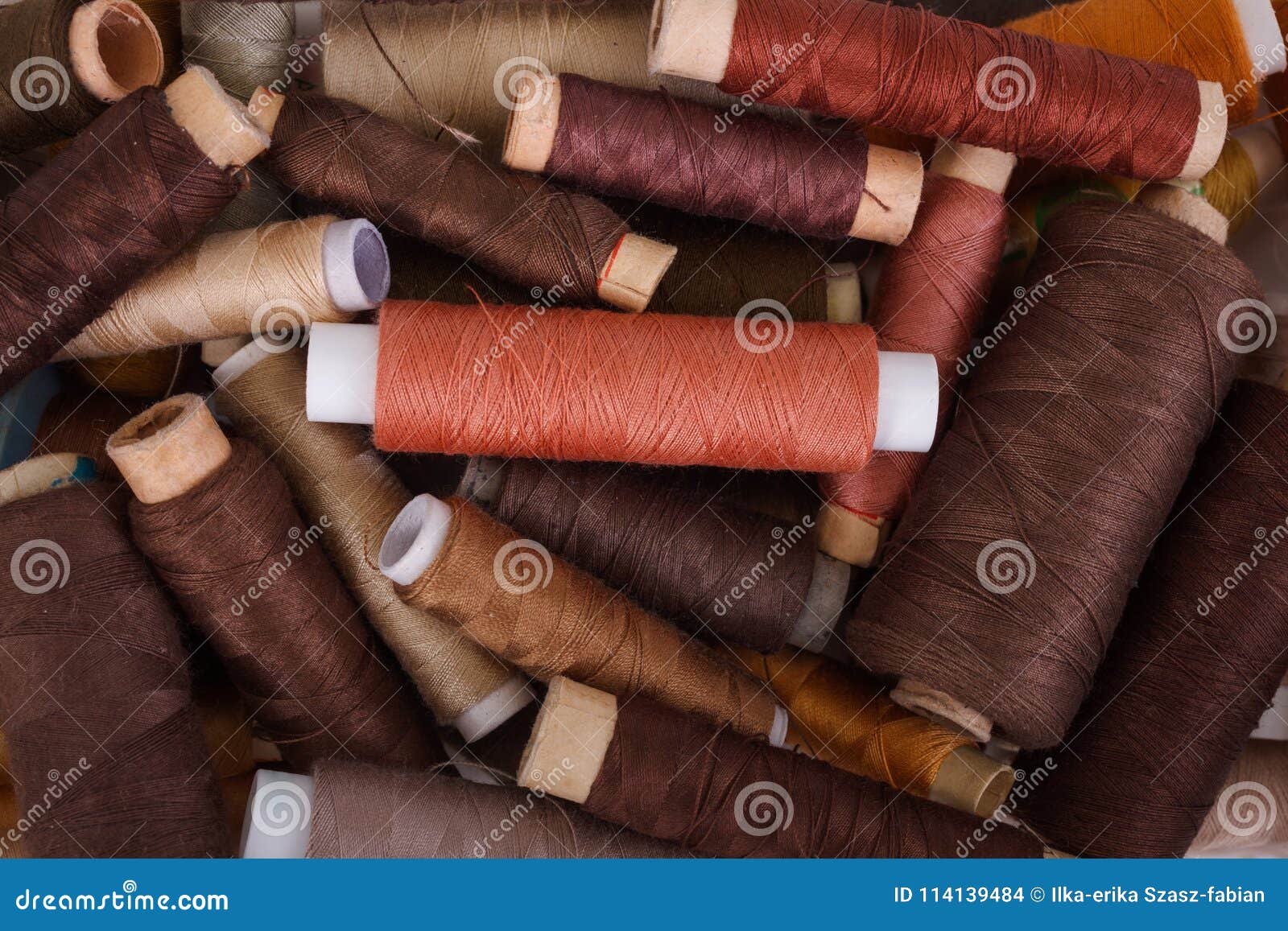 Various Shades of Brown Threads Stock Photo - Image of spool, thread ...