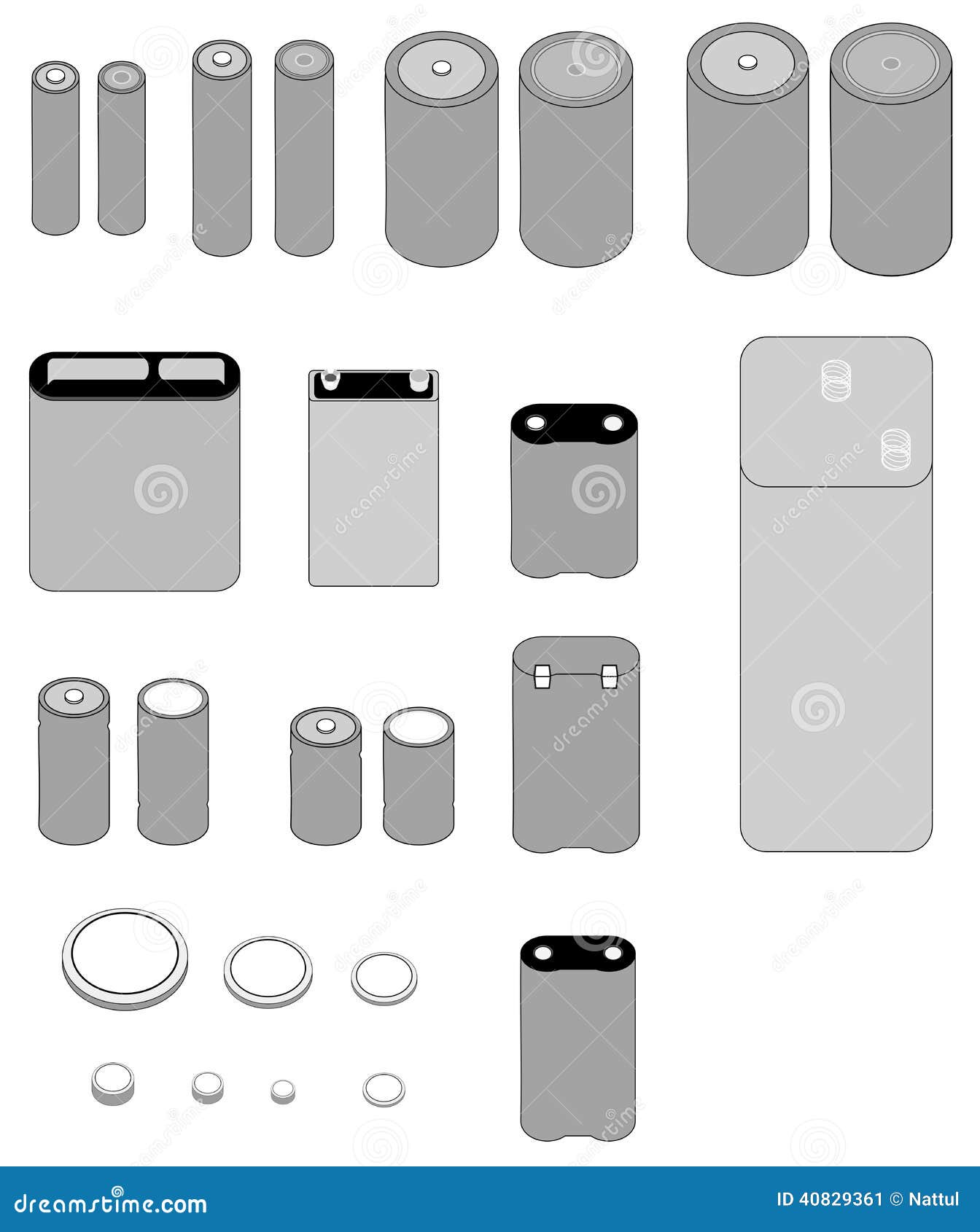 Various Shape of Batteries Set Stock Vector - Illustration of cell ...