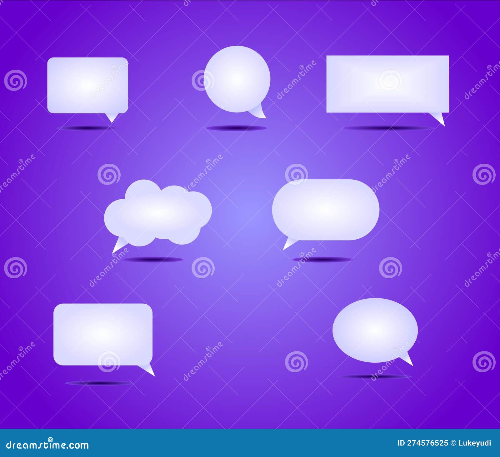 Various Shape of Bubble Text Icon on Purple Background Stock ...