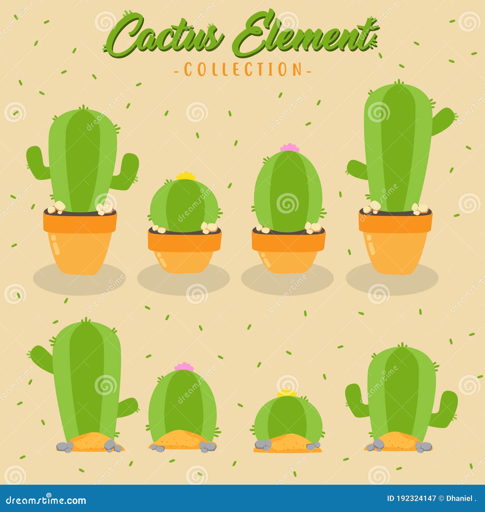 Various Shape of Cactus Vector Design Collection Stock Illustration ...