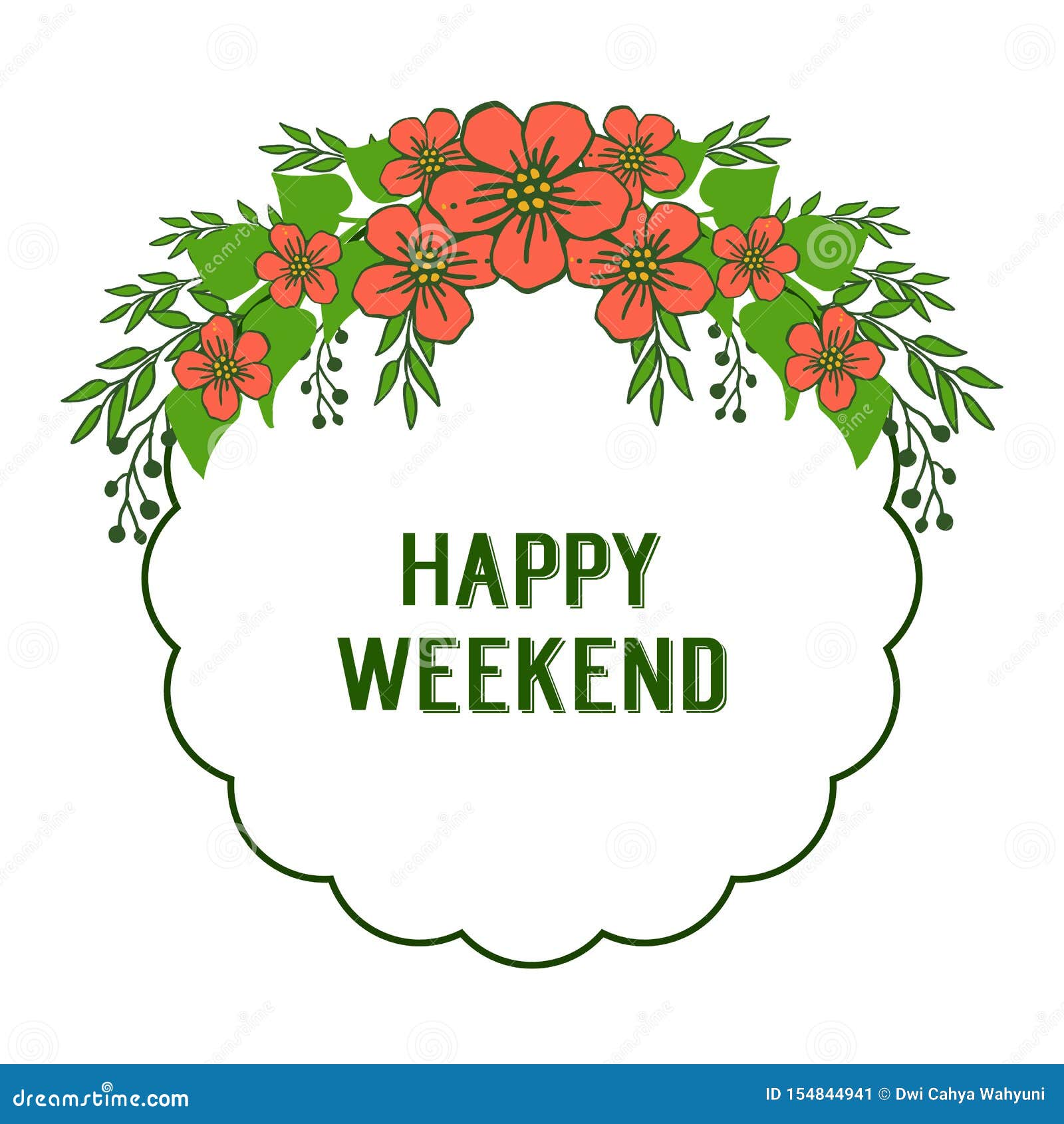 Various Shape Card of Happy Weekend, with Motif Orange Wreath Frame ...