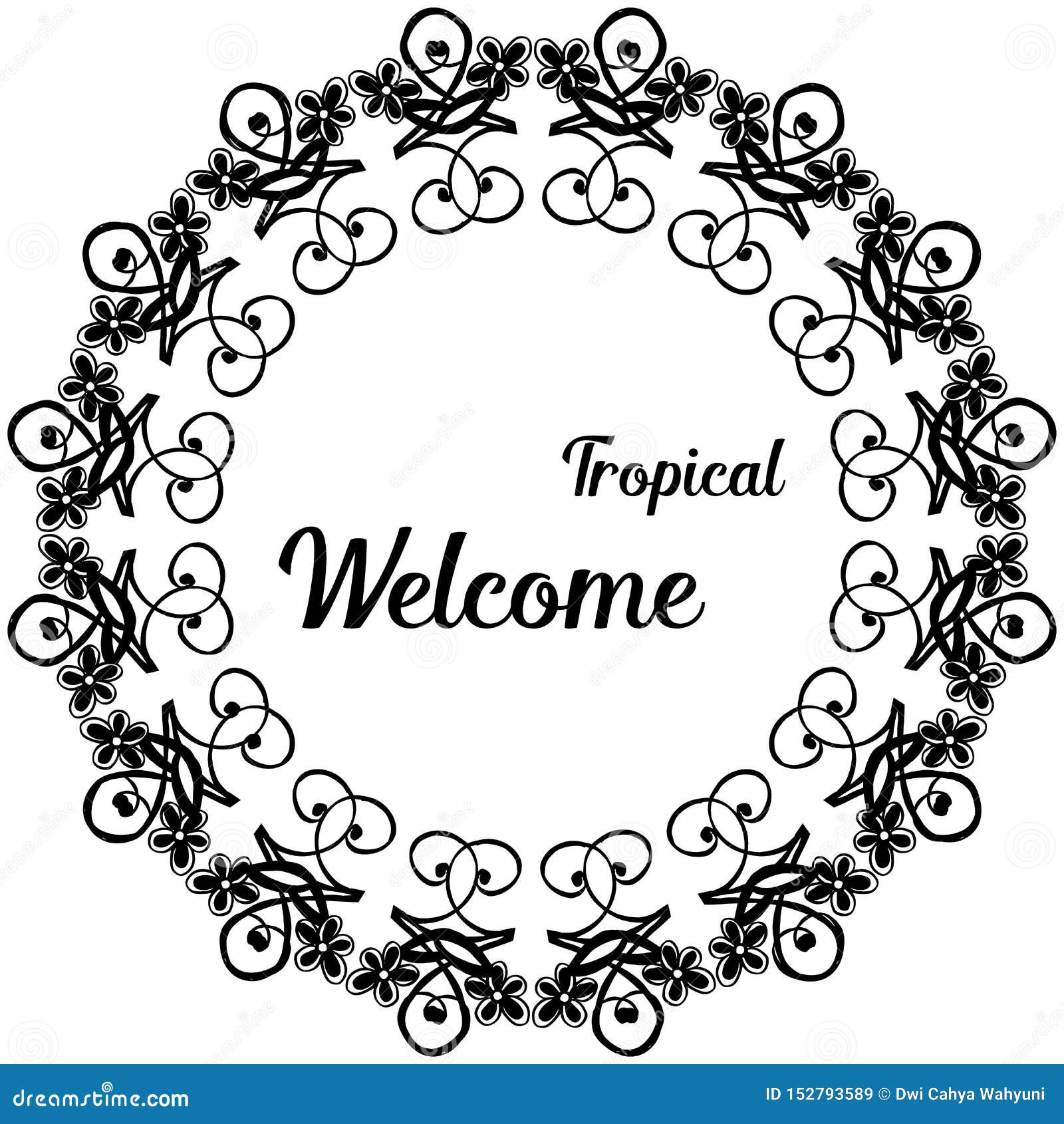 Various Shape of Card, Writing Welcome Tropical with Design Flower ...