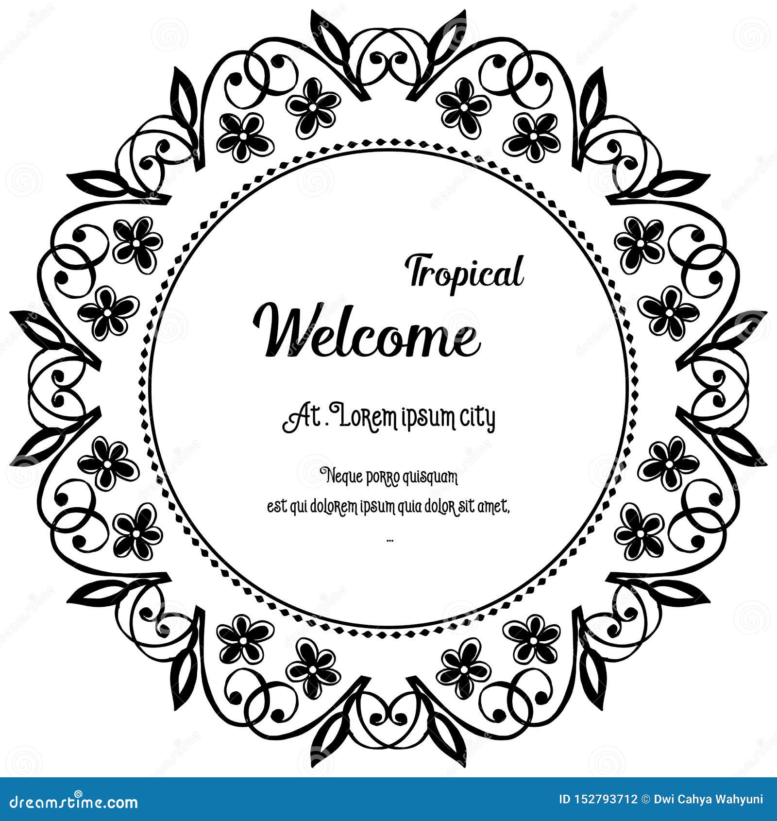 Various Shape of Card, Writing Welcome Tropical with Design Flower ...