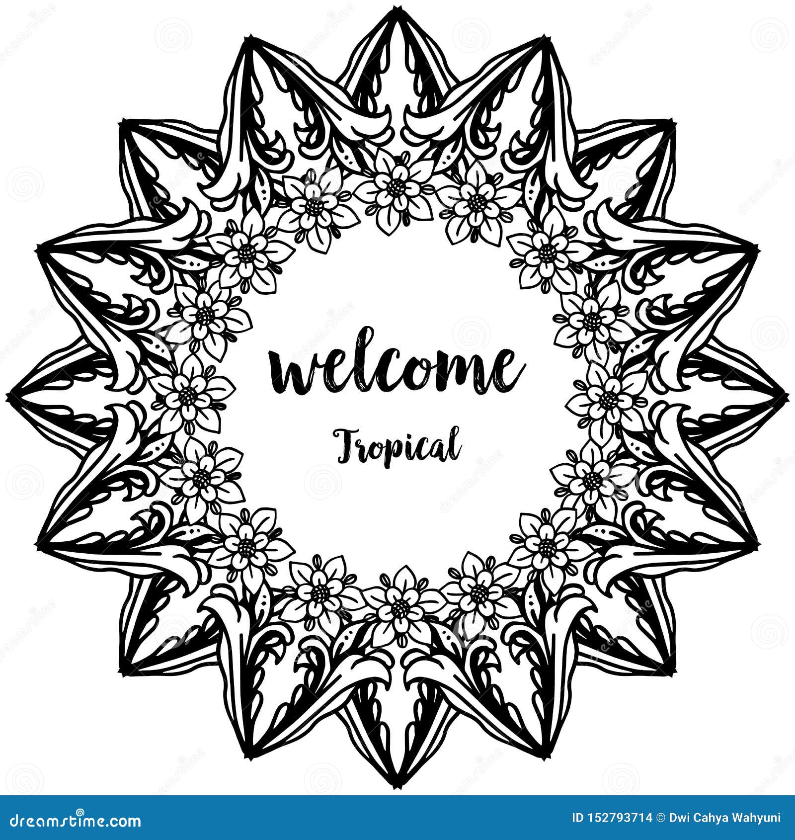 Various Shape of Card, Writing Welcome Tropical with Design Flower ...