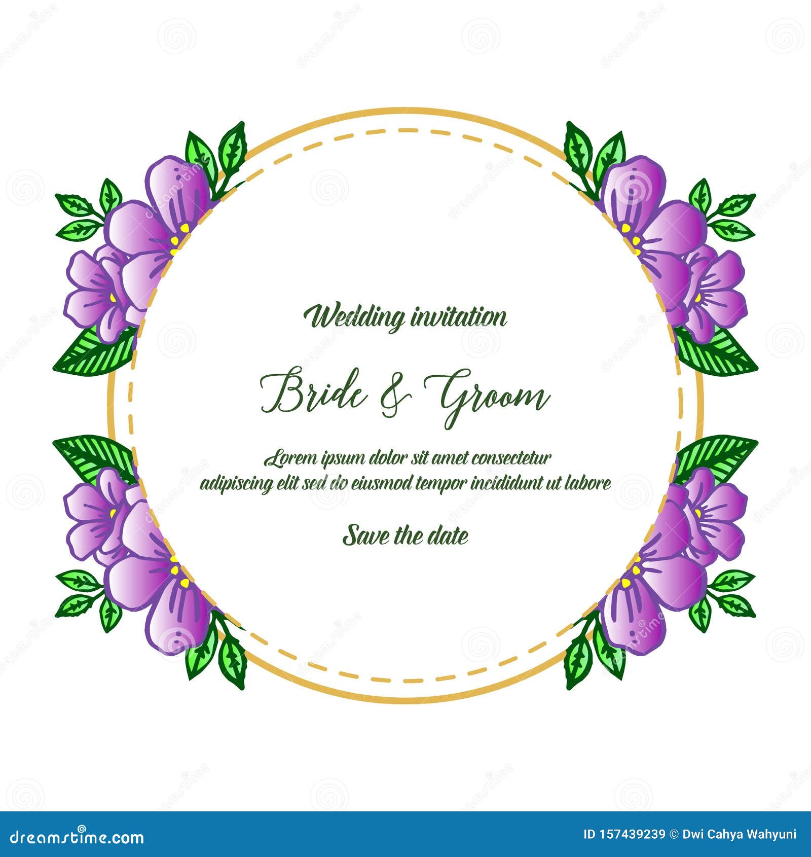 Various Shape Frame with Abstract Purple Floral, for Wedding Invitation ...