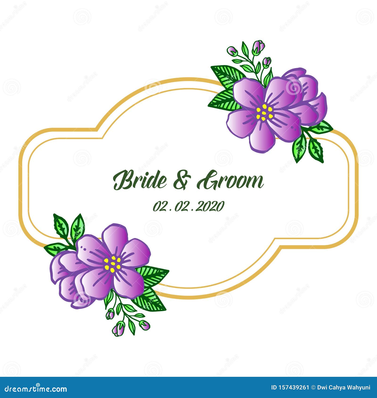 Various Shape Frame with Abstract Purple Floral, for Wedding Invitation ...