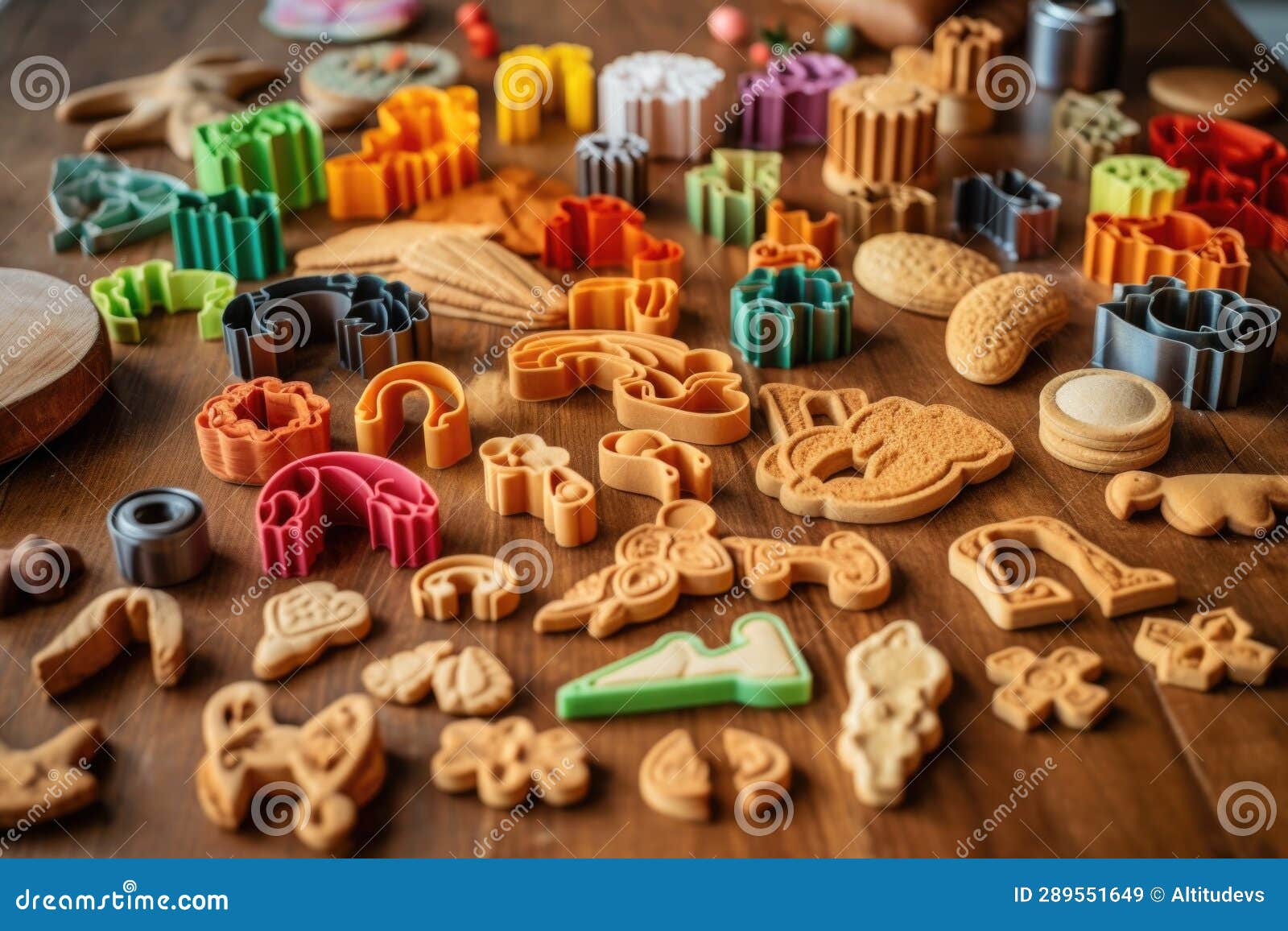 Various Shaped Biscuit Cutters on a Table Stock Image - Image of dough ...