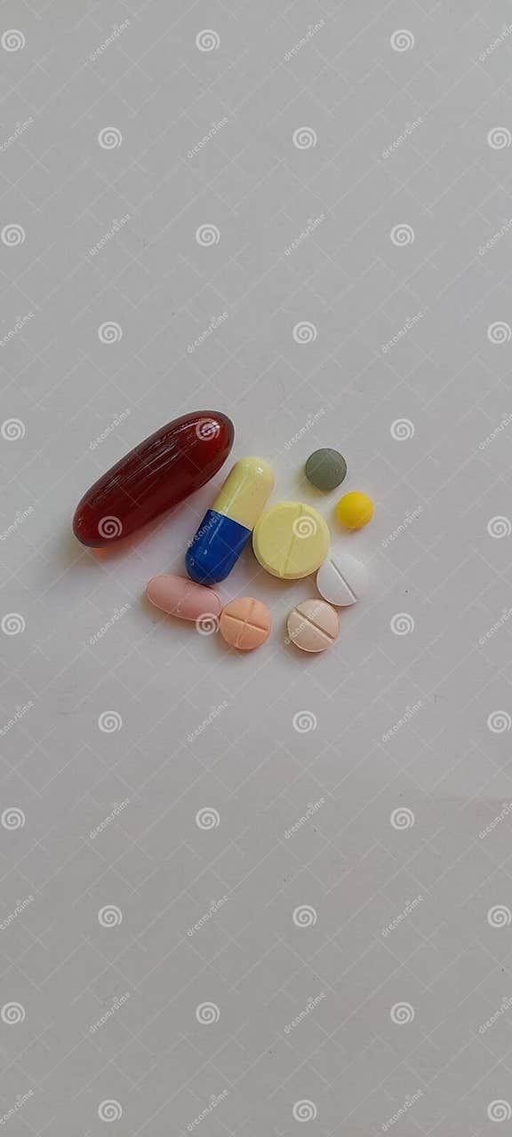 Various Shaped Pills of Different Shapes and Patterns. Stock Image ...