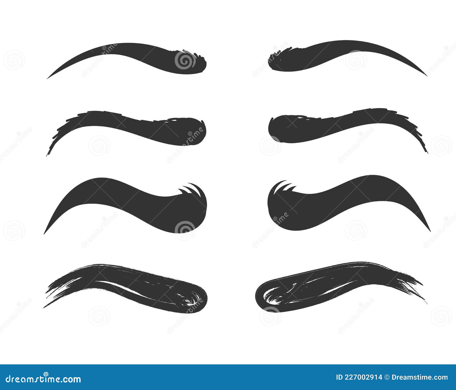 Various Shapes, Angles Thin Eyebrows Hand Drawn. Stock Illustration ...