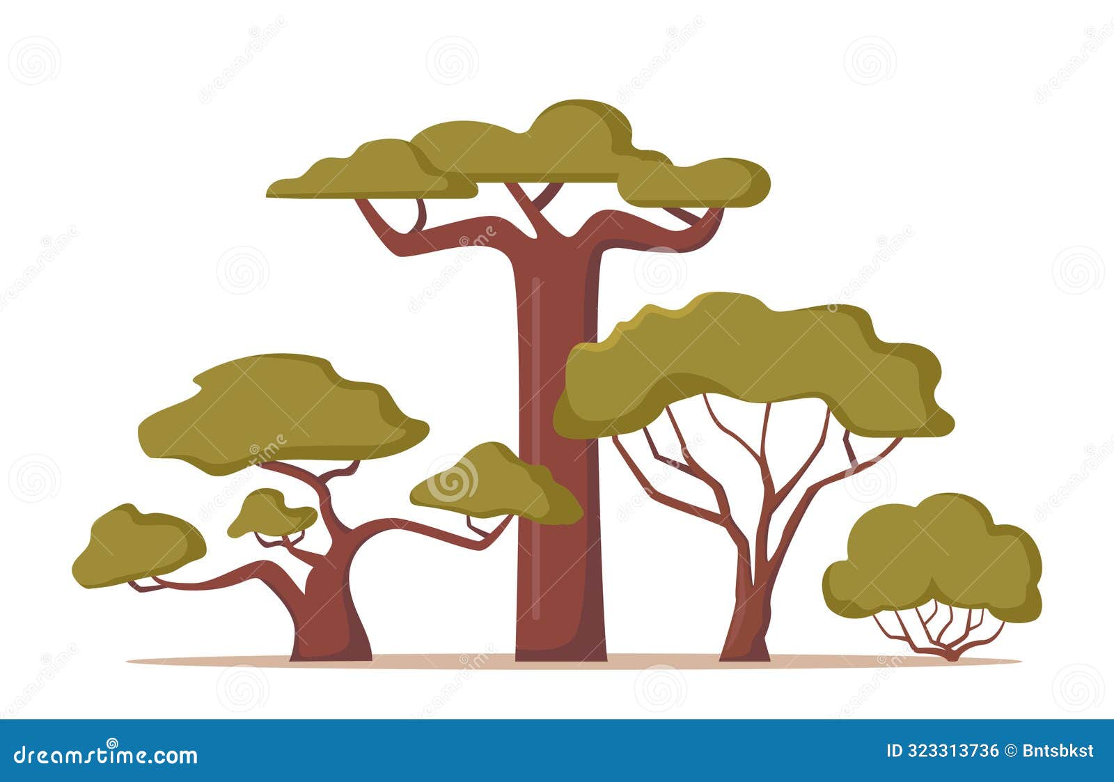 Various Shapes of Beautiful Trees in African Nature. African Tree Set ...