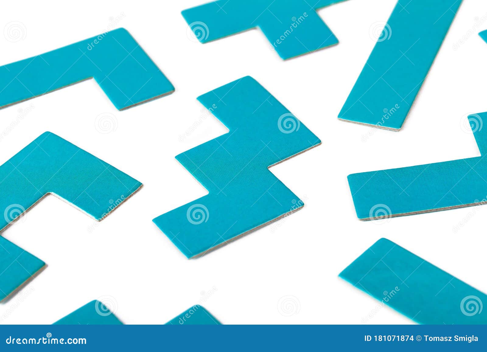 Various Shapes, Blue Puzzle Elements, Pattern, White Background ...