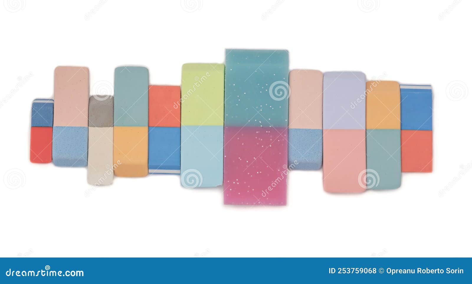 Various Shapes and Colors of Erasers Stock Photo - Image of paper ...