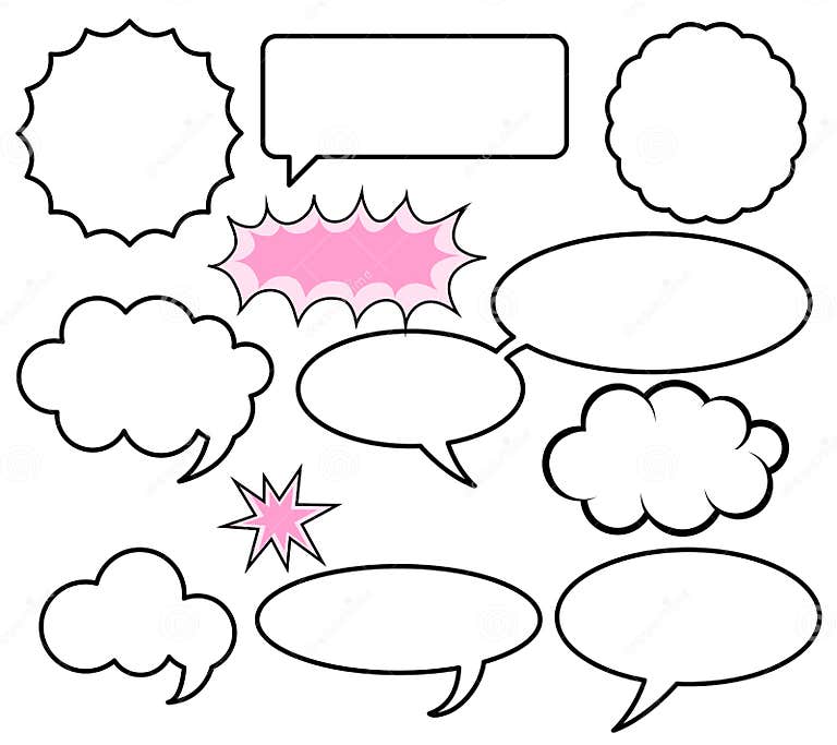 Various Shapes of Comic Speech Bubbles - Set of Vector Illustrations ...