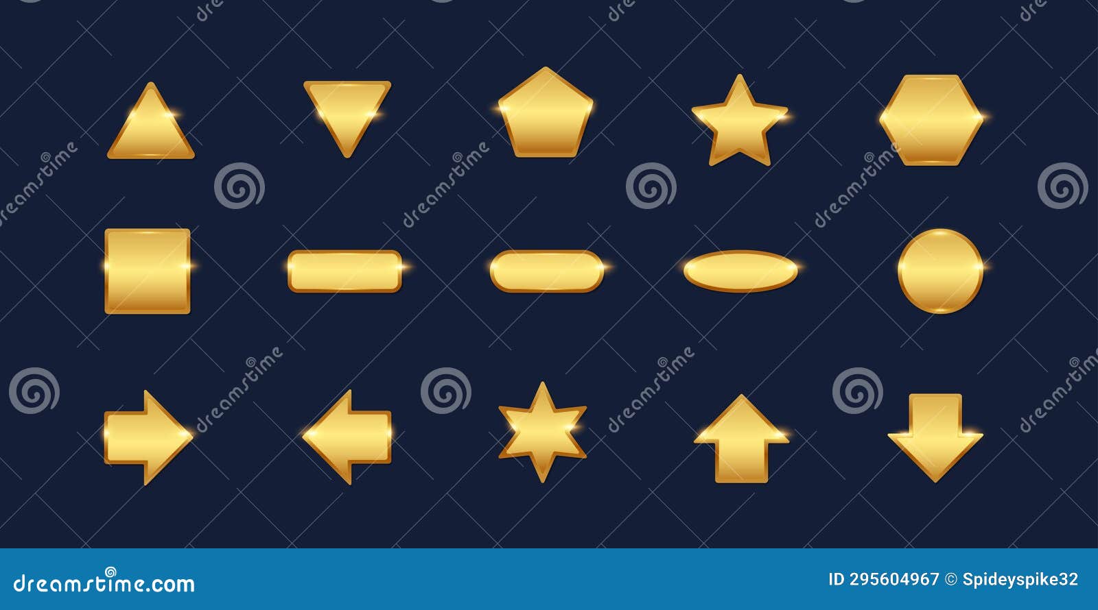 The Various Shapes in Gold Color. Isolated Vector Illustration Stock ...