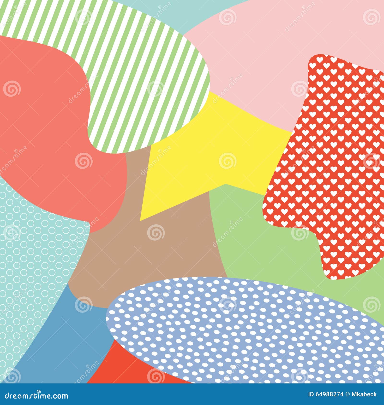 Various Shapes and Patterns in Pastel Colors Stock Illustration ...