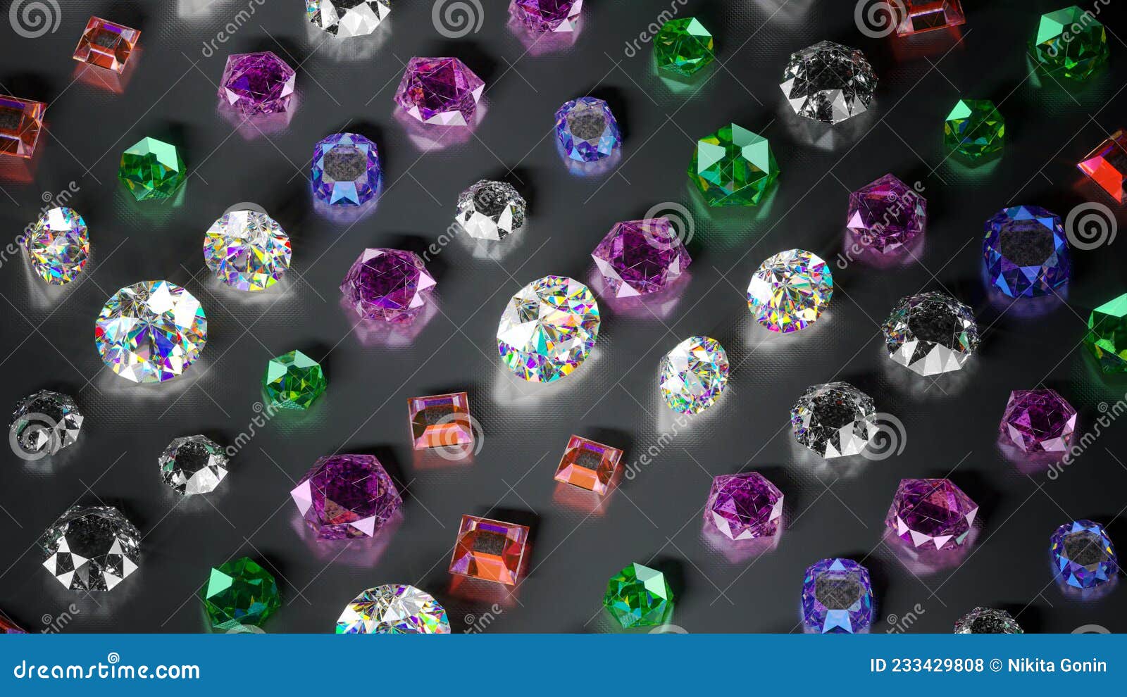 Various Shiny Gemstones 3D Render Illustration Stock Illustration ...