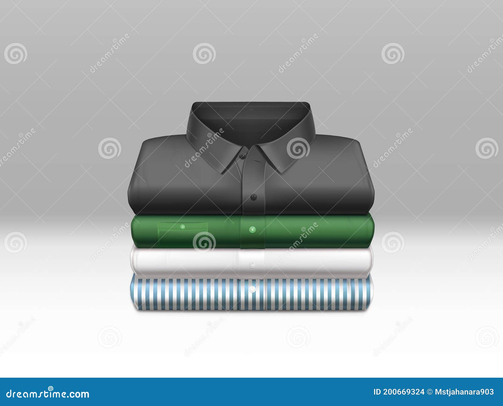 Various Shirts Folded in Stuck Realistic Vector Stock Vector ...