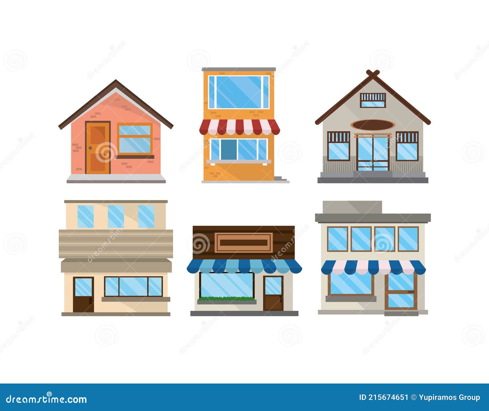 Various shops house stock vector. Illustration of door - 215674651