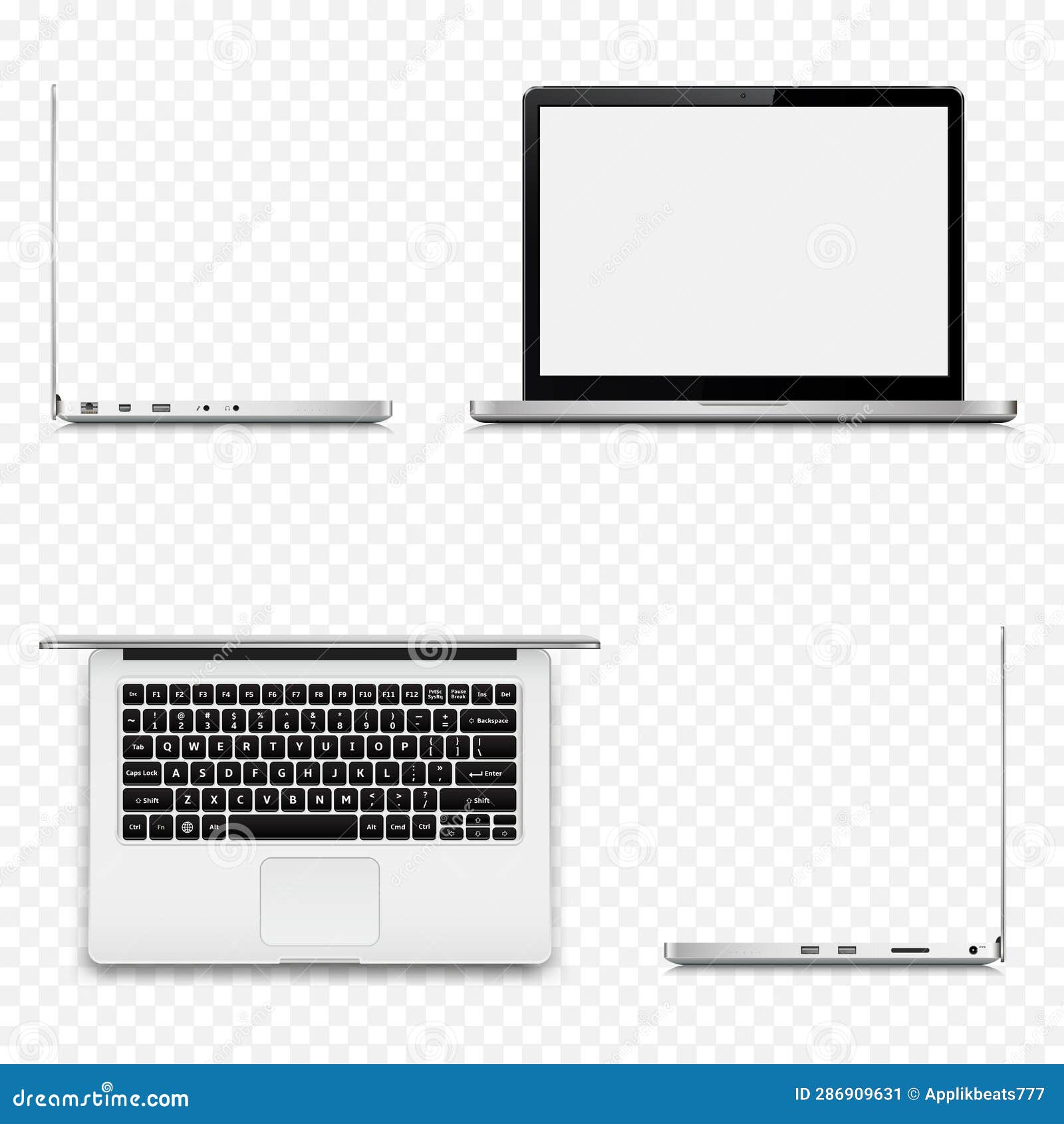 Various Sides of Laptop, Isolated on Transparent Background Stock ...