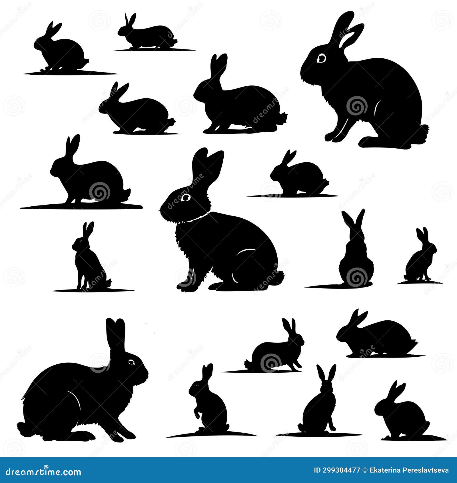 Set Of Silhouettes Of Easter Bunny Vector Illustration. Easter Bunny ...