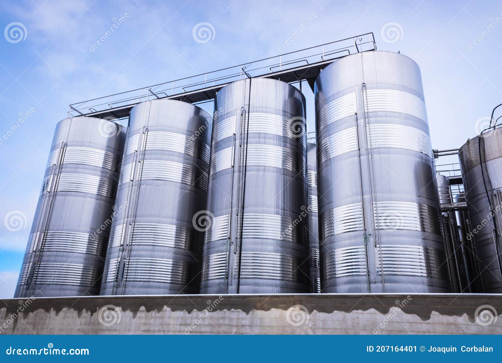 Various Silos and Vertical Metal Food Tanks for the Food Industry Stock ...