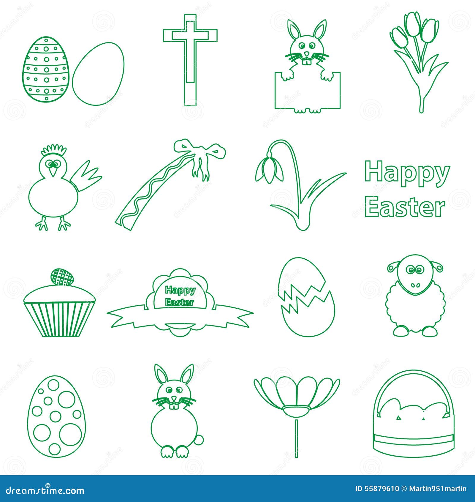 Various Simple Outline Easter Icons Set Eps10 Stock Vector ...